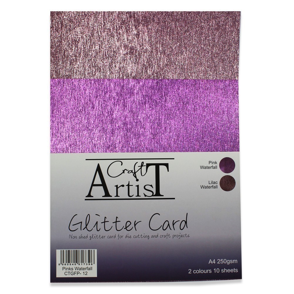 Graftoncrafts > Glitter > Craft Artist A4 Glitter Card - Pinks Waterfall